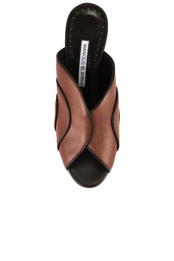 Manolo Blahnik Nikanor 105 Mule - Medium Brown & Dark Brown - 54